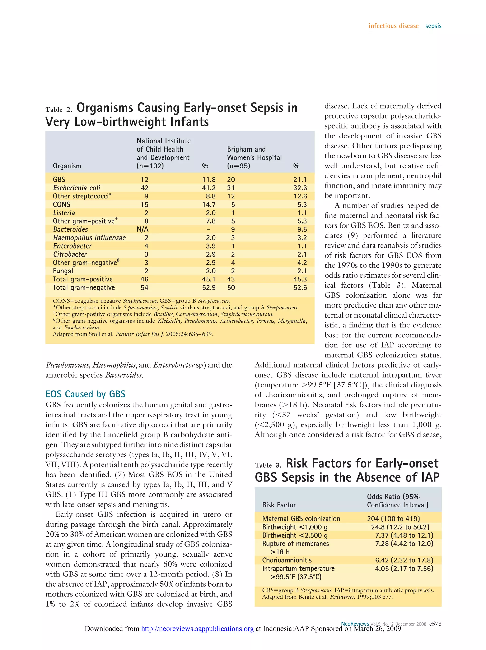 Early onset sepsis | PDF