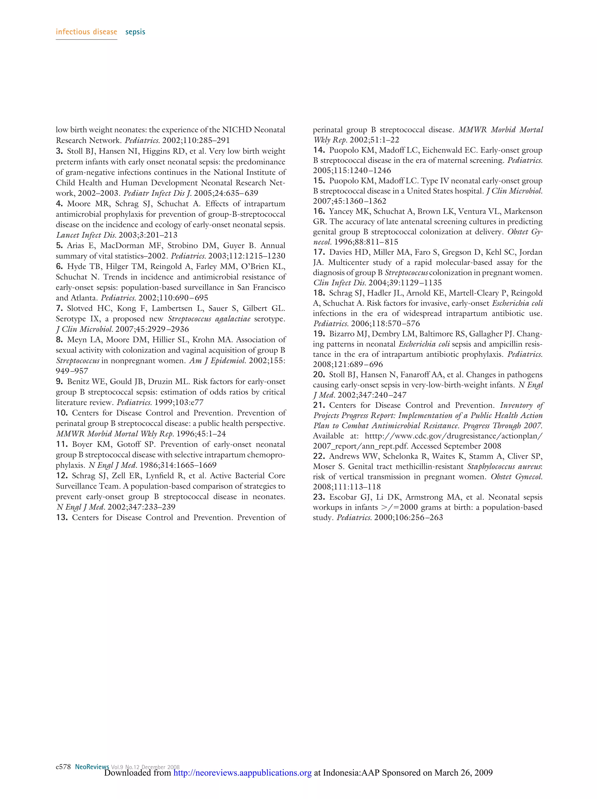 Early onset sepsis | PDF