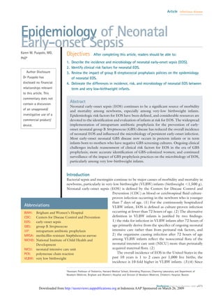 Early onset sepsis | PDF
