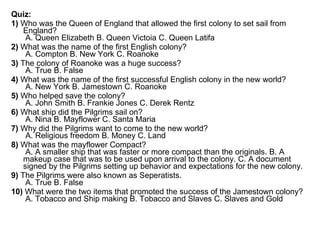 8th grade Early American Colonization | PPT