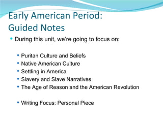 Early American Introduction | PPT