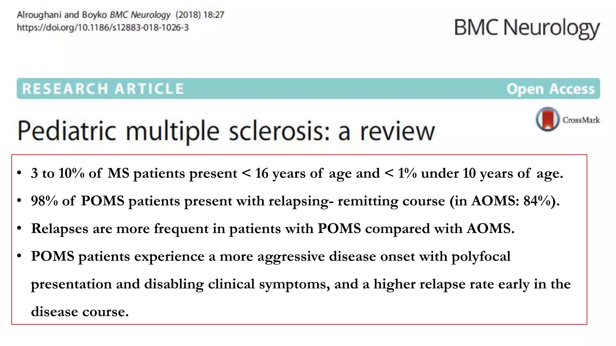 Early and late onset multiple sclerosis | PPTX