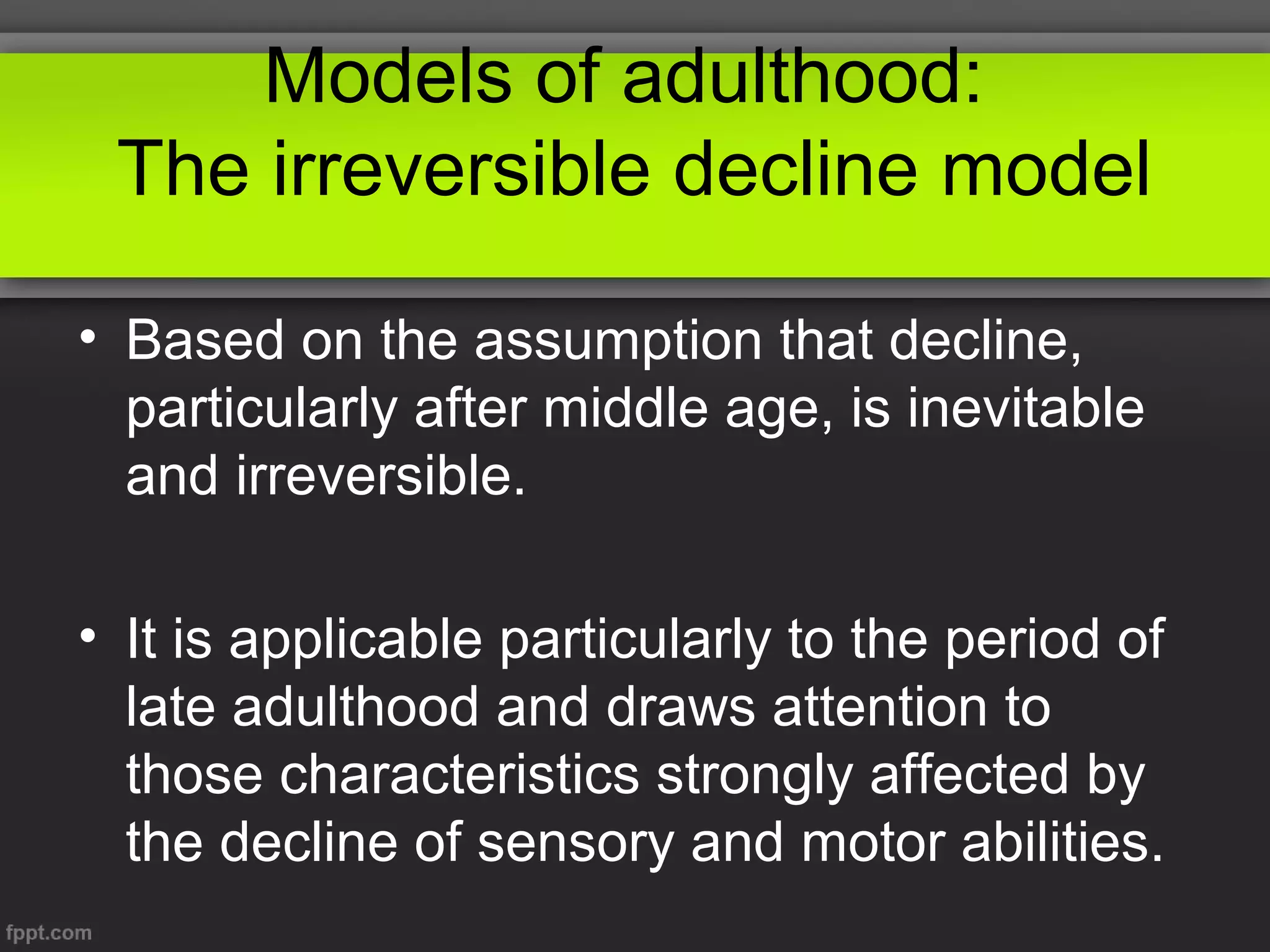 Early and middle adulthood | PPT