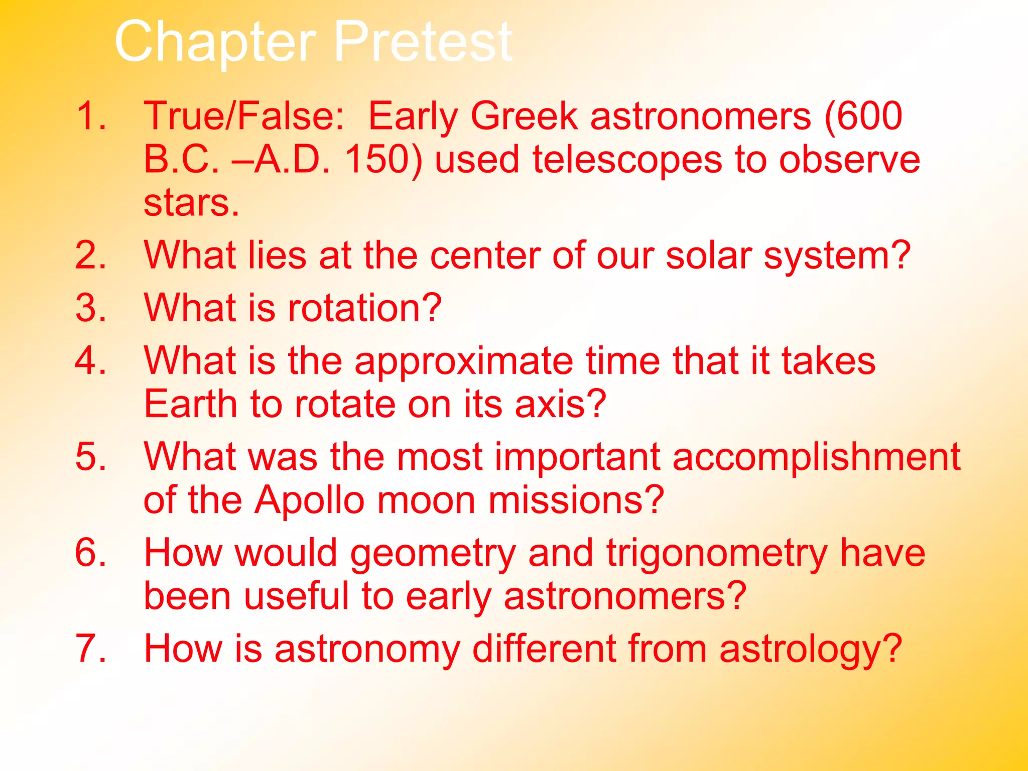 Early Greek Astronomy