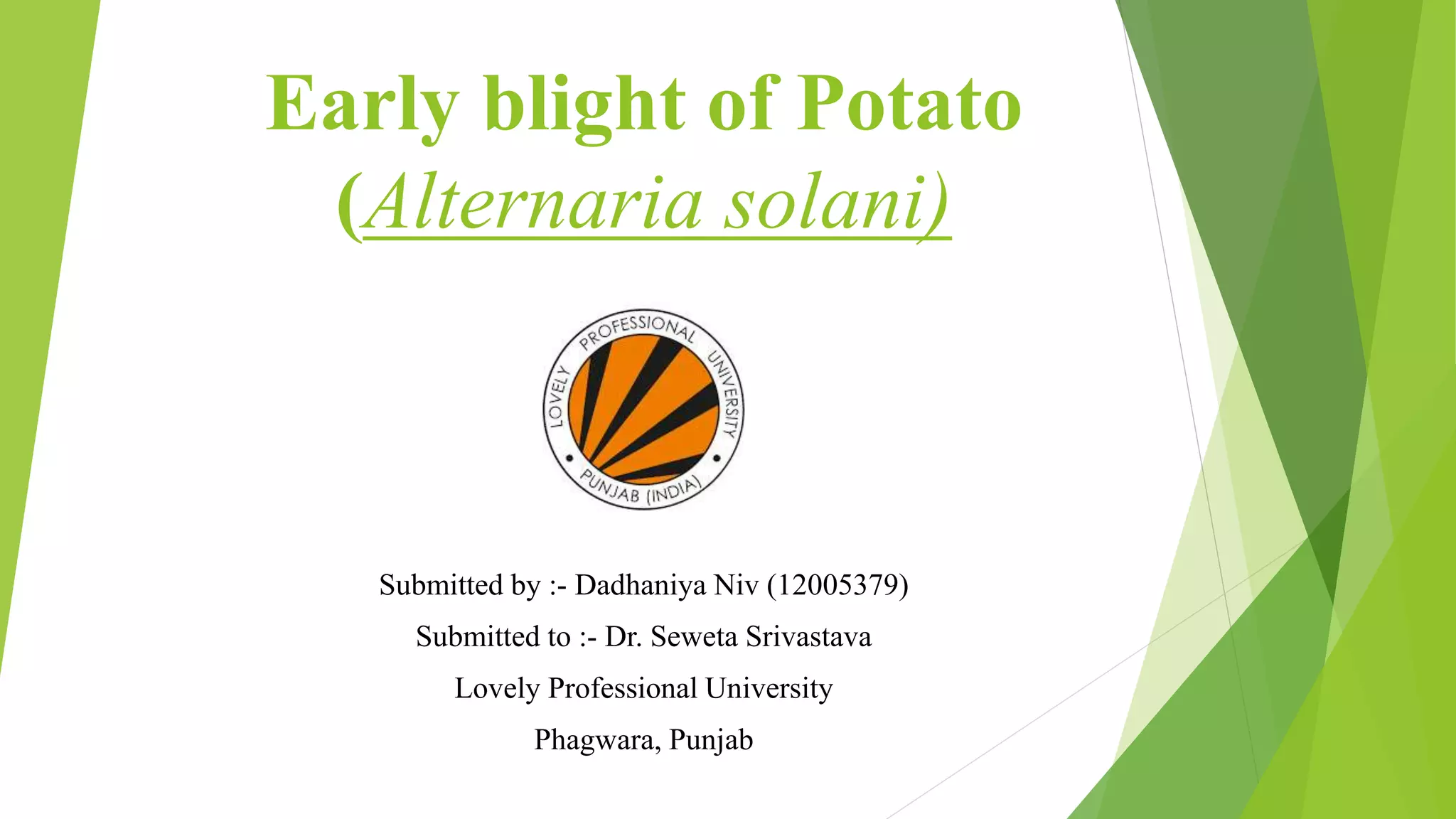 Early blight of potato | PPTX