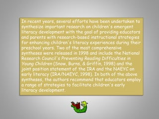 Early childhood Emergent Literacy | PPT
