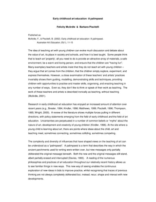 Early childhood art education a palimpsest | PDF