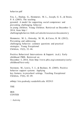 Early Childhood Behavior Management Teaching and Reinforcing | DOCX