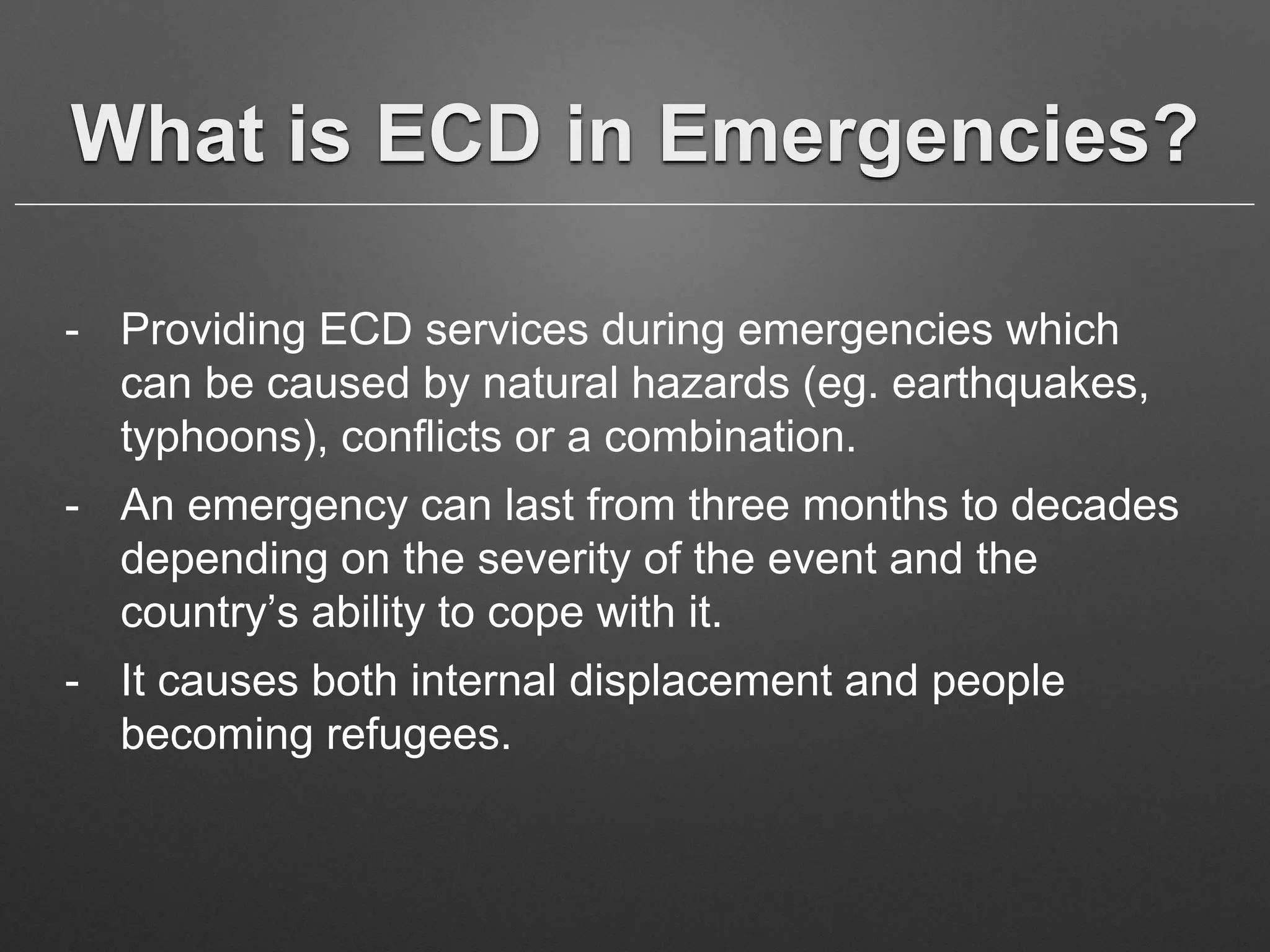 Early Childhood Development (ECD) in Emergencies Reading Pack | PPT