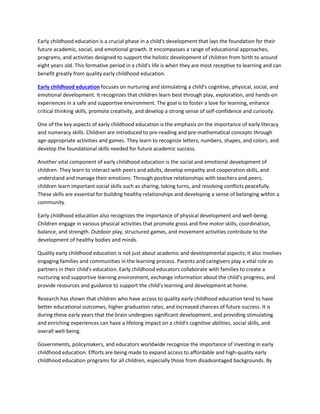 Building a Strong Foundation: Early Childhood Education for Success | DOCX