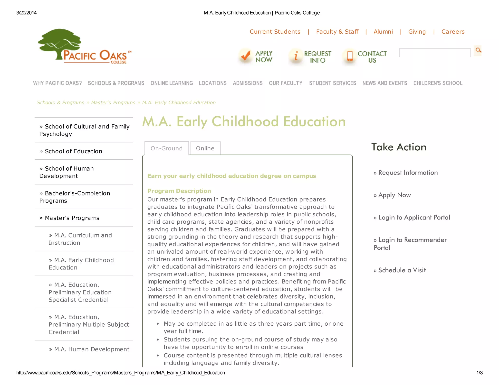 Early childhood education degree masters pacific oaks college | PPT