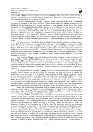 Early childhood education in ghana perceptions of stakeholders in the western region of ghana | PDF