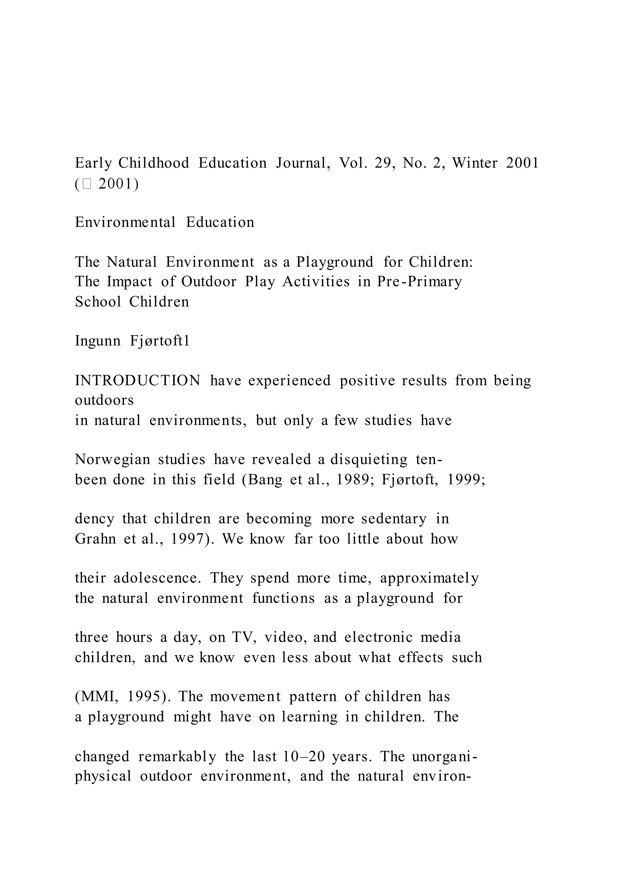 Early Childhood Education Journal, Vol. 29, No. 2, Winter 2001 | DOCX