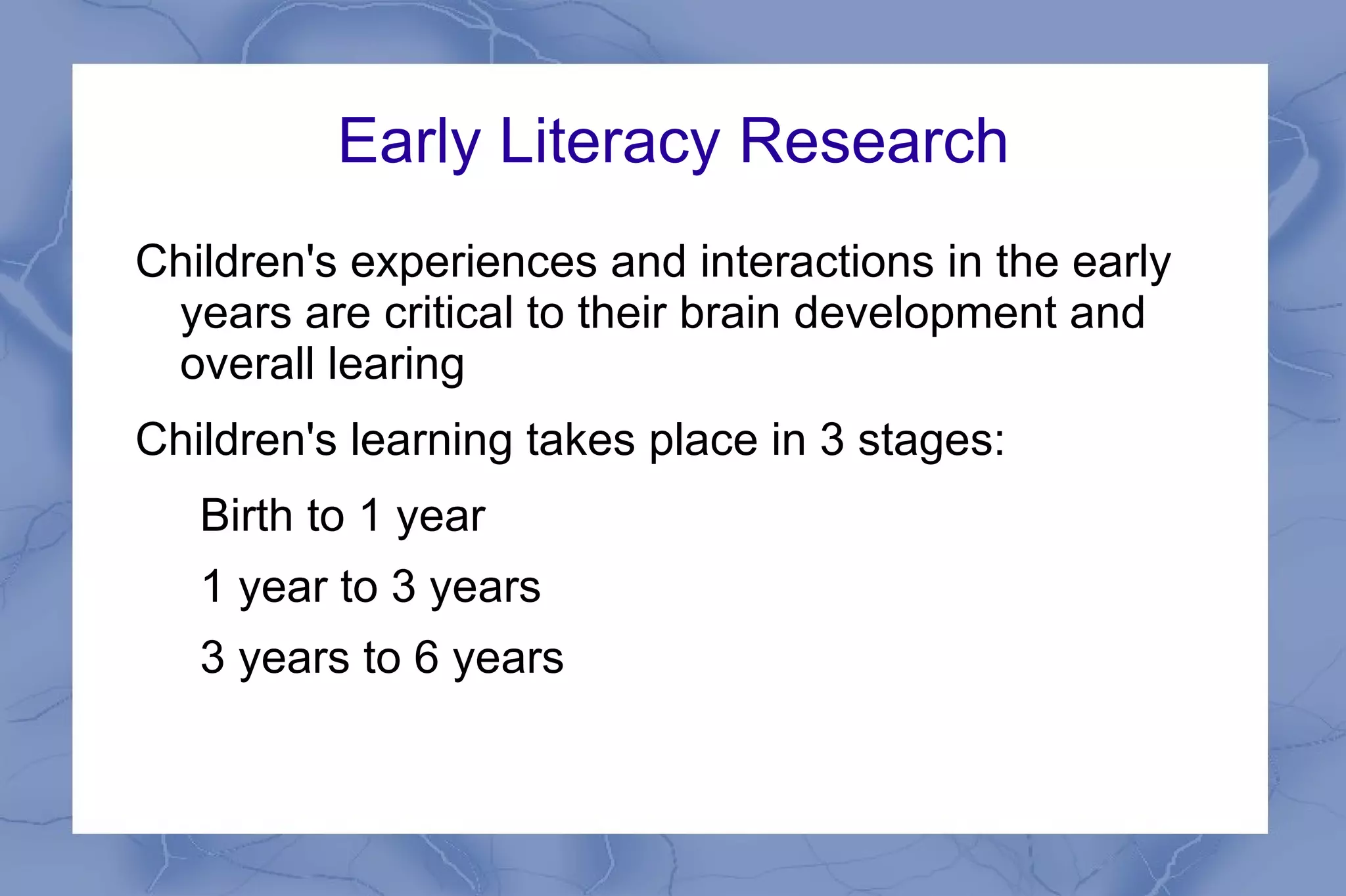 Early childhood literacy | ODP
