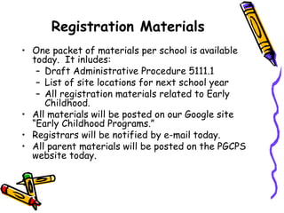 Early childhood registration | PPT