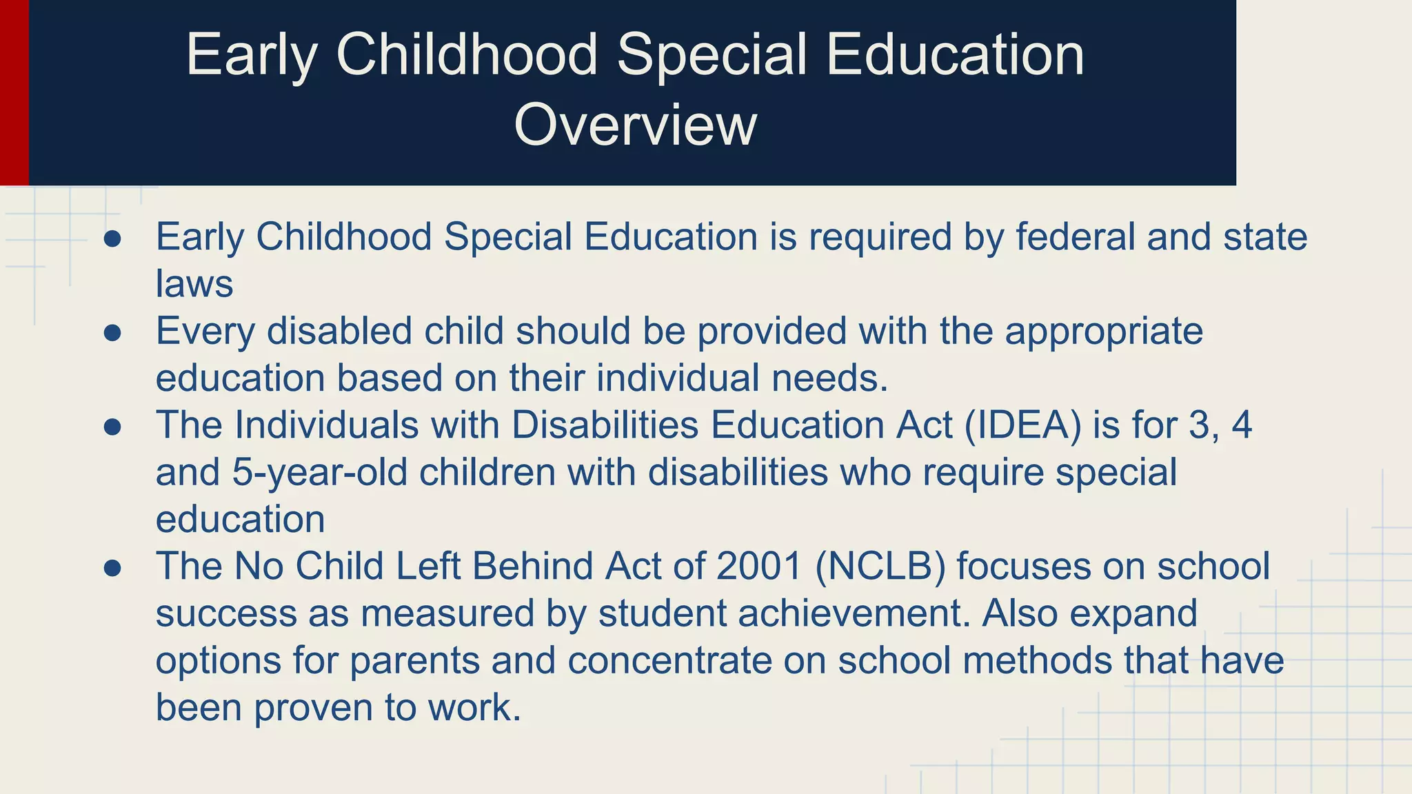 Early Childhood Special Education Presentation | PPTX