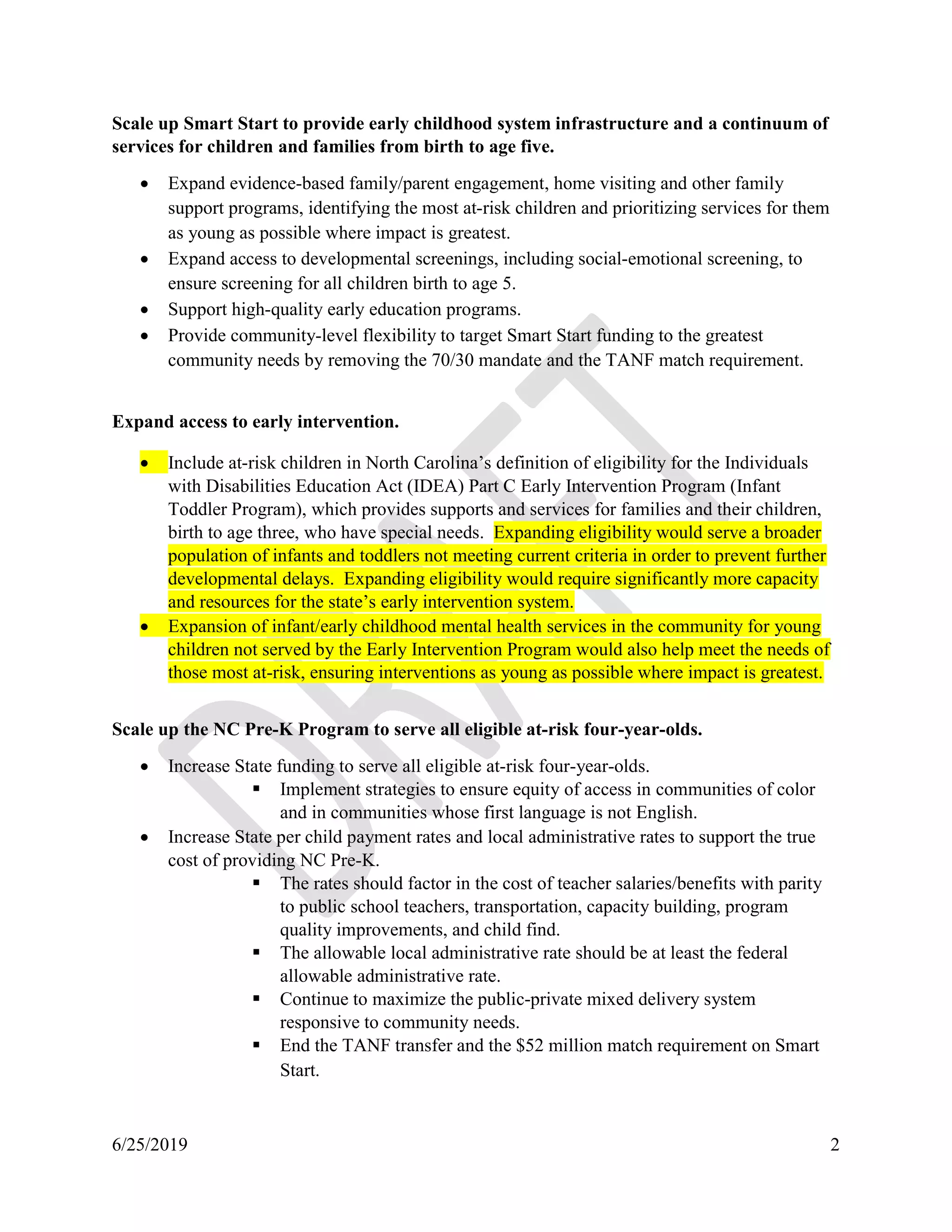 Early childhood/whole child draft recommendations June | PDF | Daycare ...