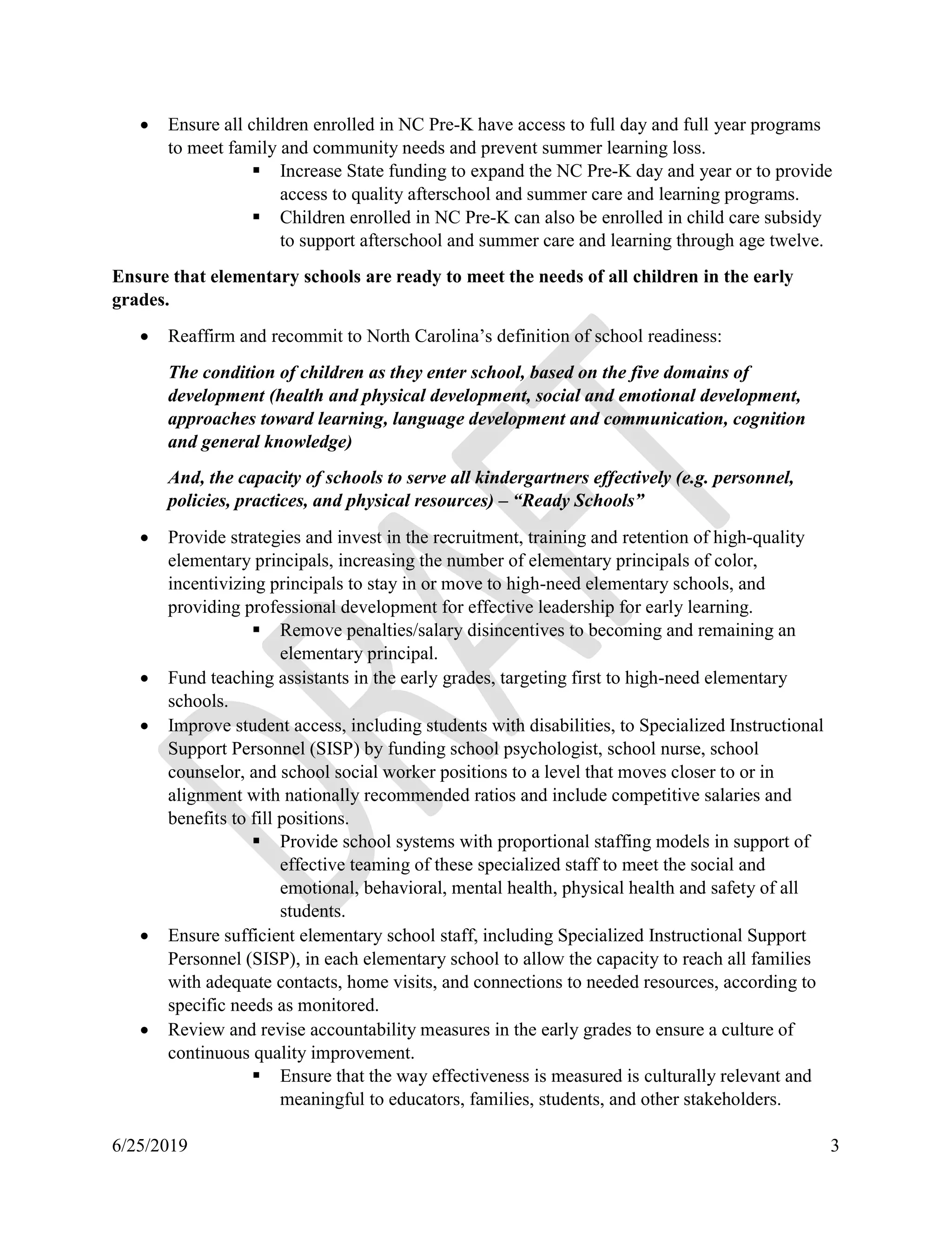 Early childhood/whole child draft recommendations June | PDF | Daycare ...
