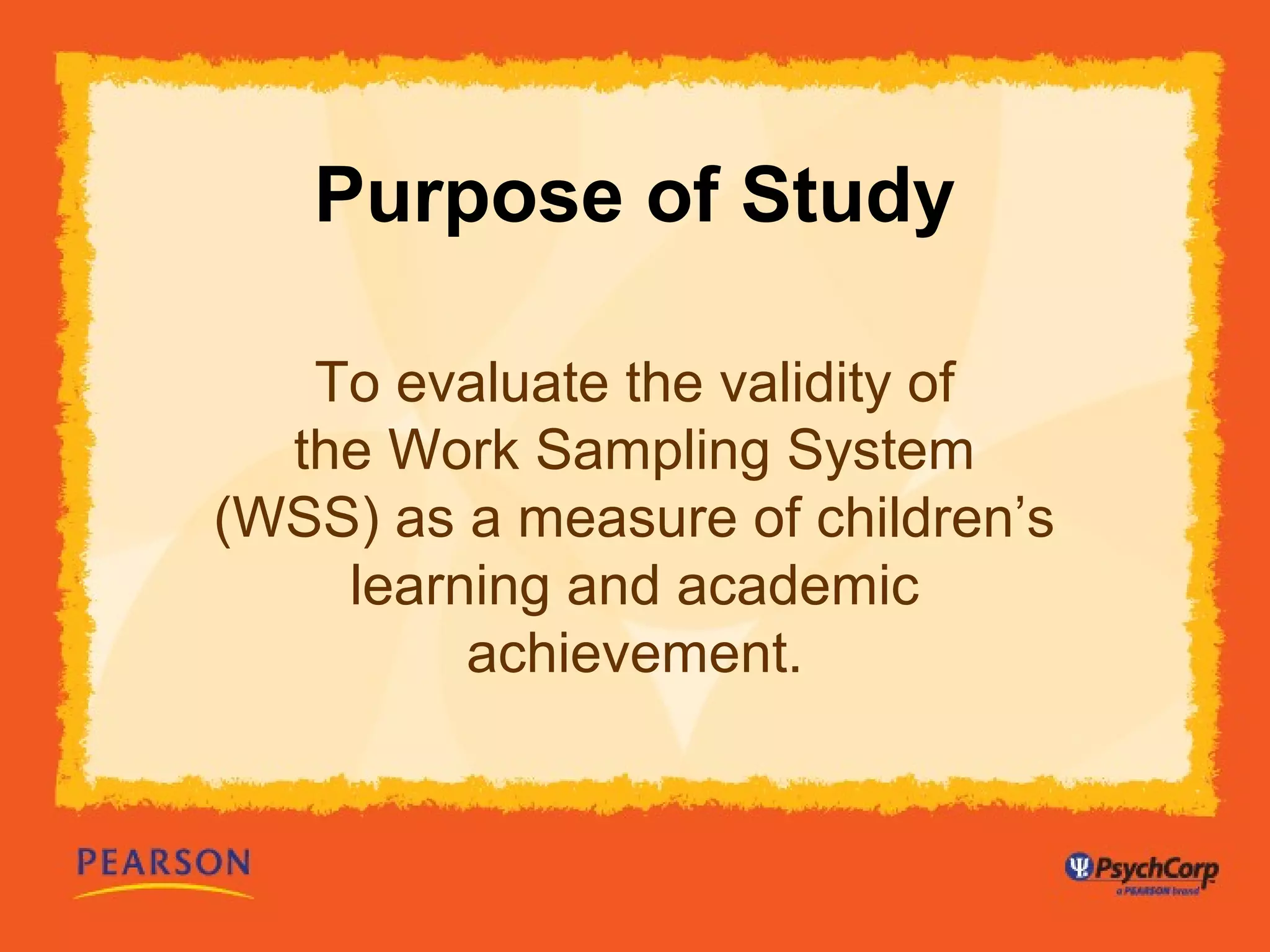 Work Sampling System in Early Childhood Education | PPT