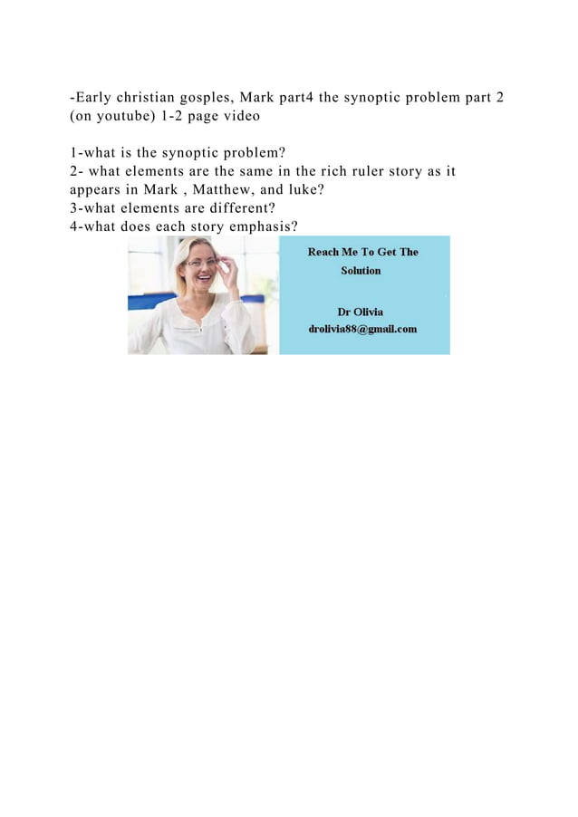 -Early christian gosples, Mark part4 the synoptic problem part 2 (on.docx