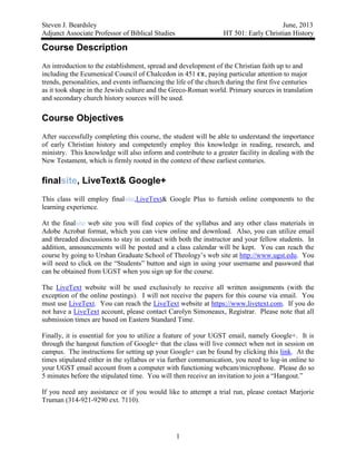 Early christian history syllabus | PDF