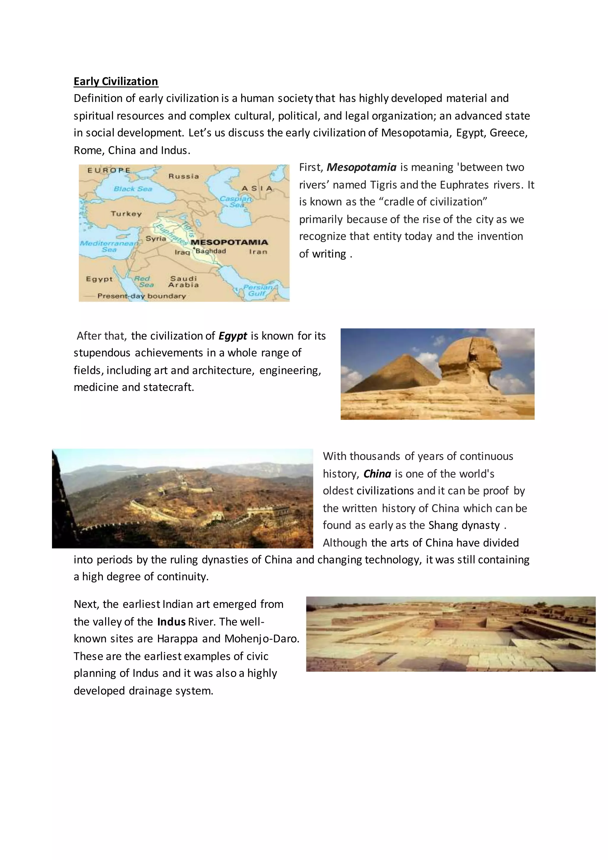 Early civilization | DOCX