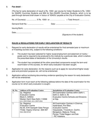 Early declarion of results form | PDF