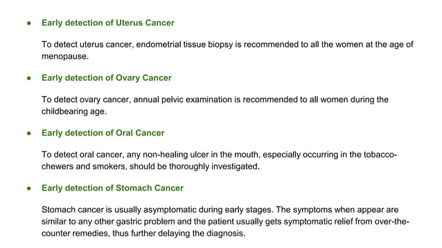 Early Detection of Cancer | PPTX | Digestive Disorders | Diseases and ...