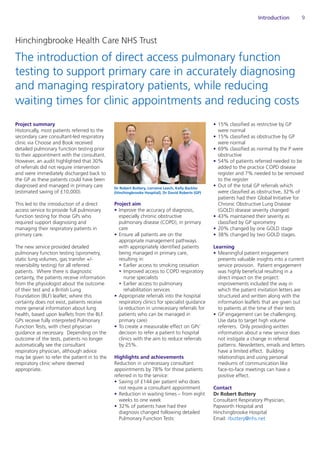 Improving earlier diagnosis and the long term management of COPD ...