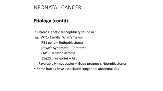 Early diagnosis of cancer in neonate and young Infant | PPT