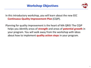 Massachusetts Continuous Quality Improvement Plan (CQIP) | PPTX