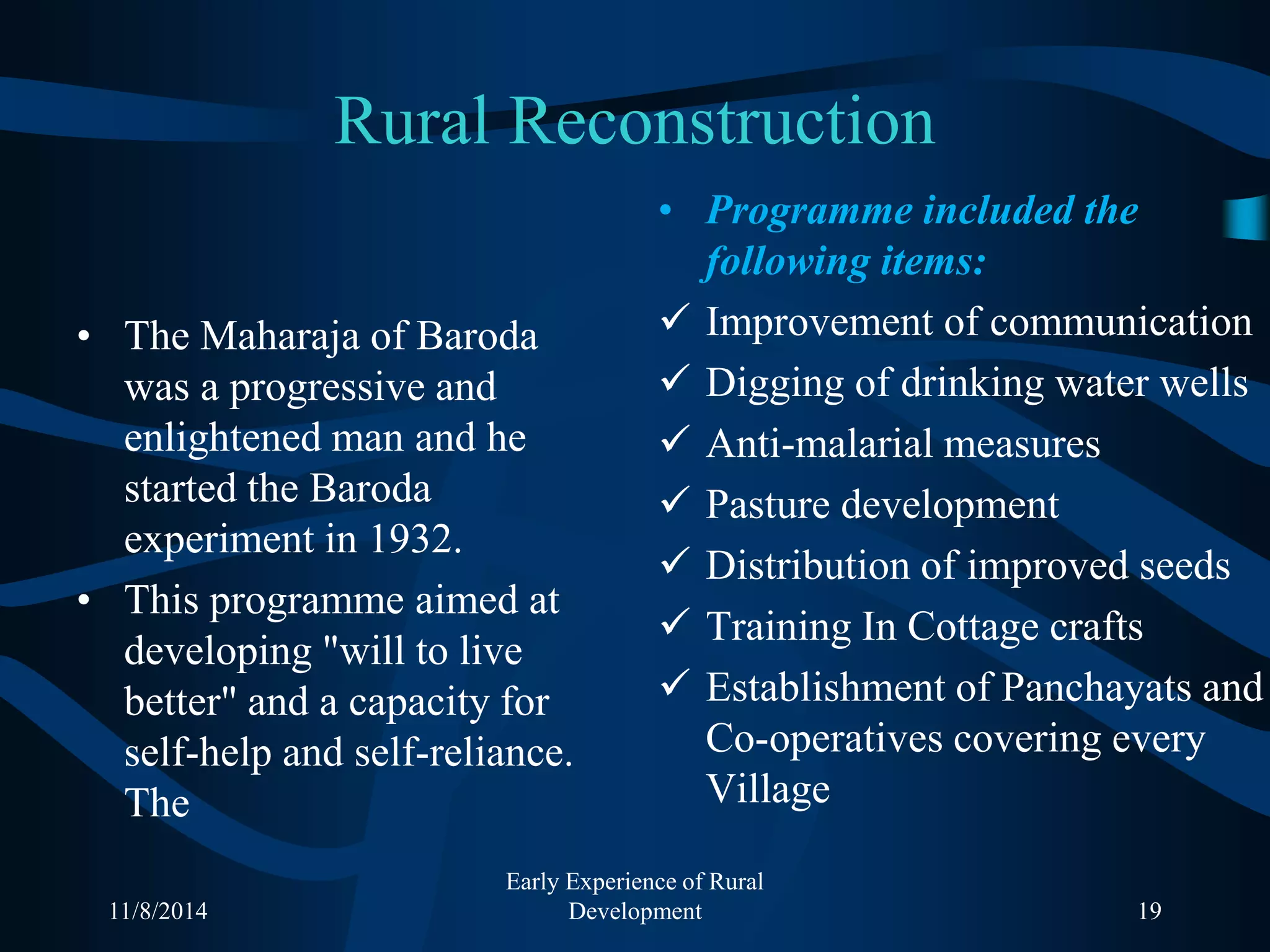 Early experiences of rural development in India | PPT
