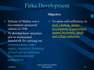 Early experiences of rural development in India | PPT