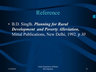 Early experiences of rural development in India | PPT