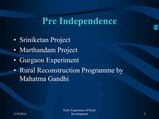 Early experiences of rural development in India | PPT