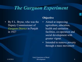 Early experiences of rural development in India | PPT