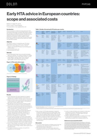 Early HTA advice options Europe, Dolon LTD, October 2017 | PDF