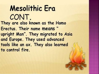 Early humans mesolithic age | PPTX