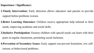 Early detection and intervention for children with disabilities the ...