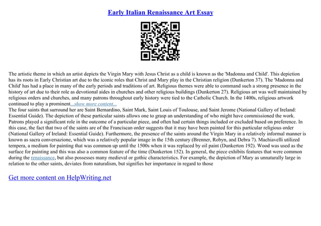 Early Italian Renaissance Art Essay | PPT