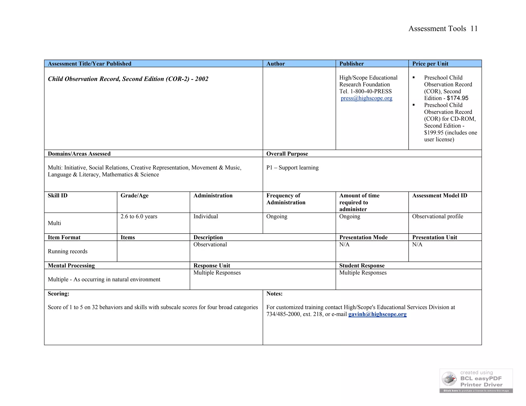 Early lap assessment tools | PDF