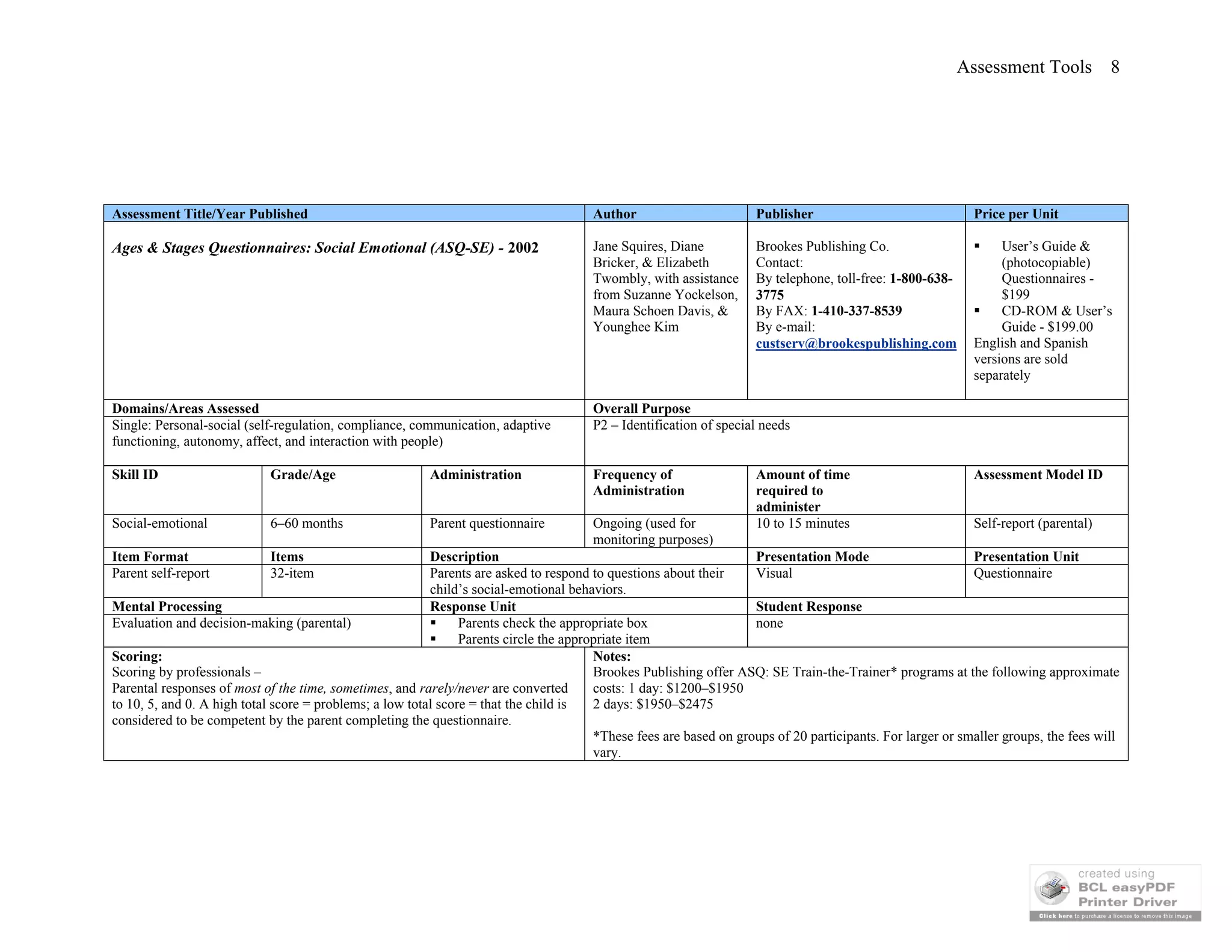 Early lap assessment tools | PDF