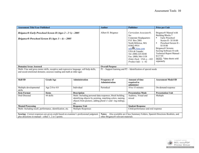 Early lap assessment tools | PDF