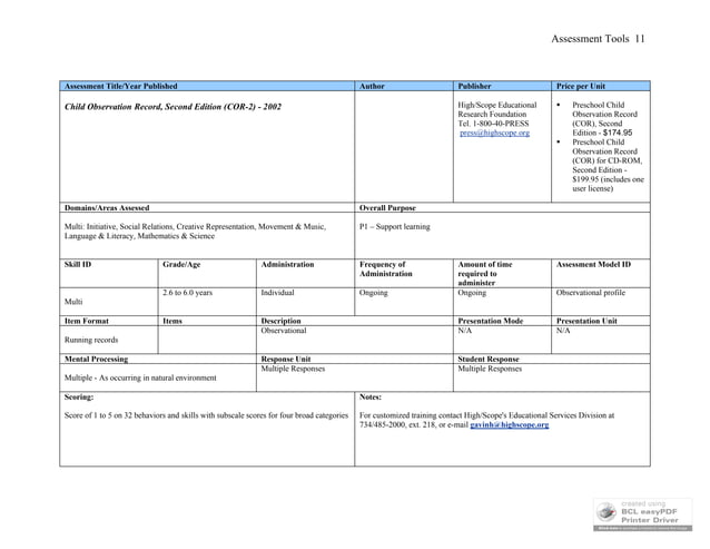 Early lap assessment tools | PDF