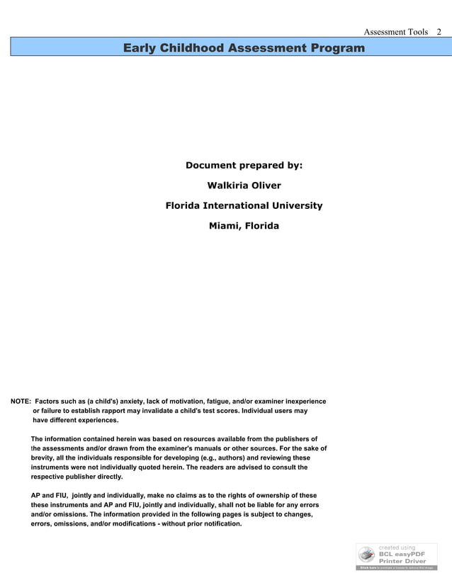 Early lap assessment tools | PDF