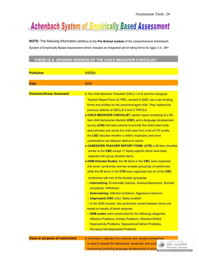 Early lap assessment tools | PDF