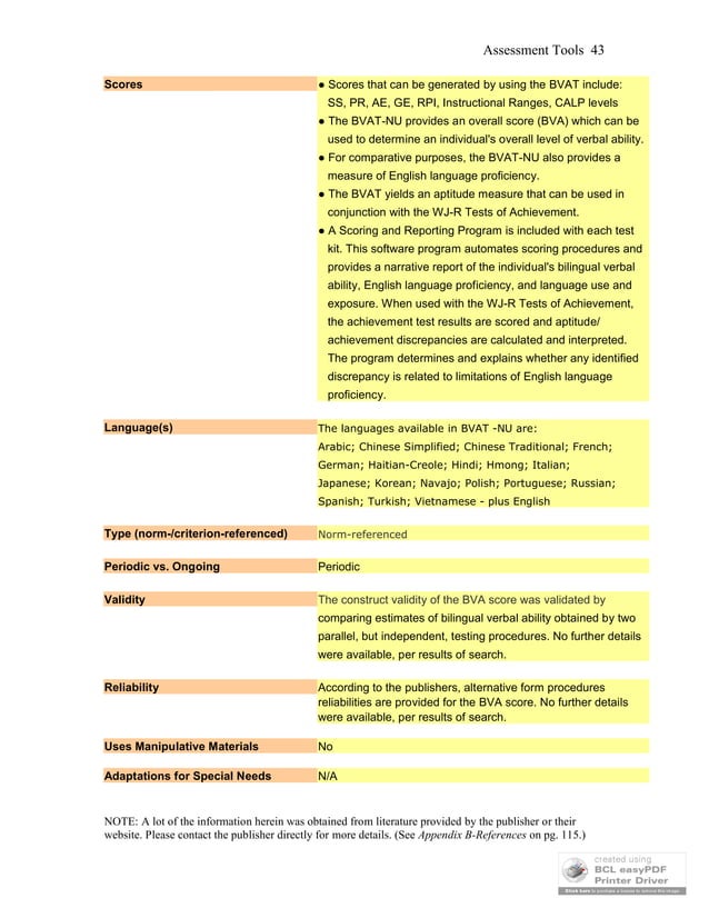 Early lap assessment tools | PDF