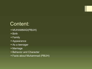 Early life of muhammad saw | PPTX