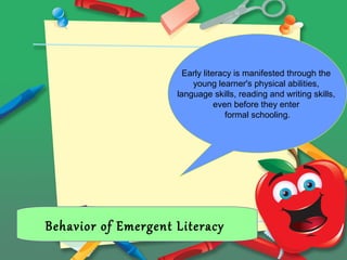 Early literacy behavior saga | PPT | Early Childhood Education | Education