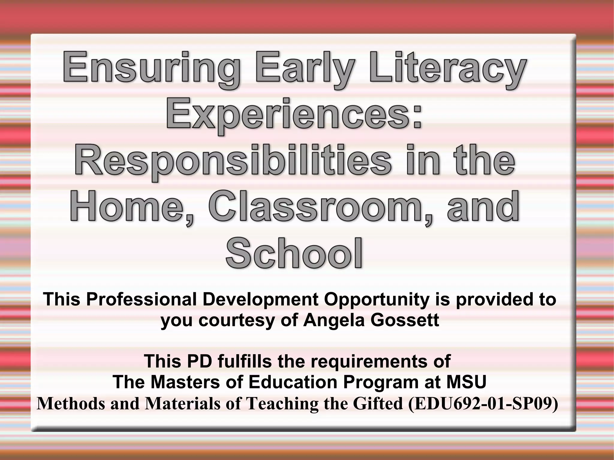 Early literacy ppt | PPT